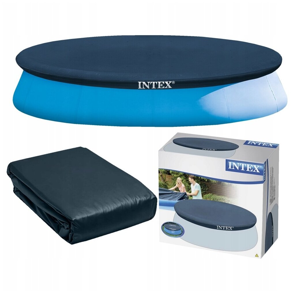 28022 Тент для бассейнов с надувным бортом Easy Set 366см (D345х30см) Intex