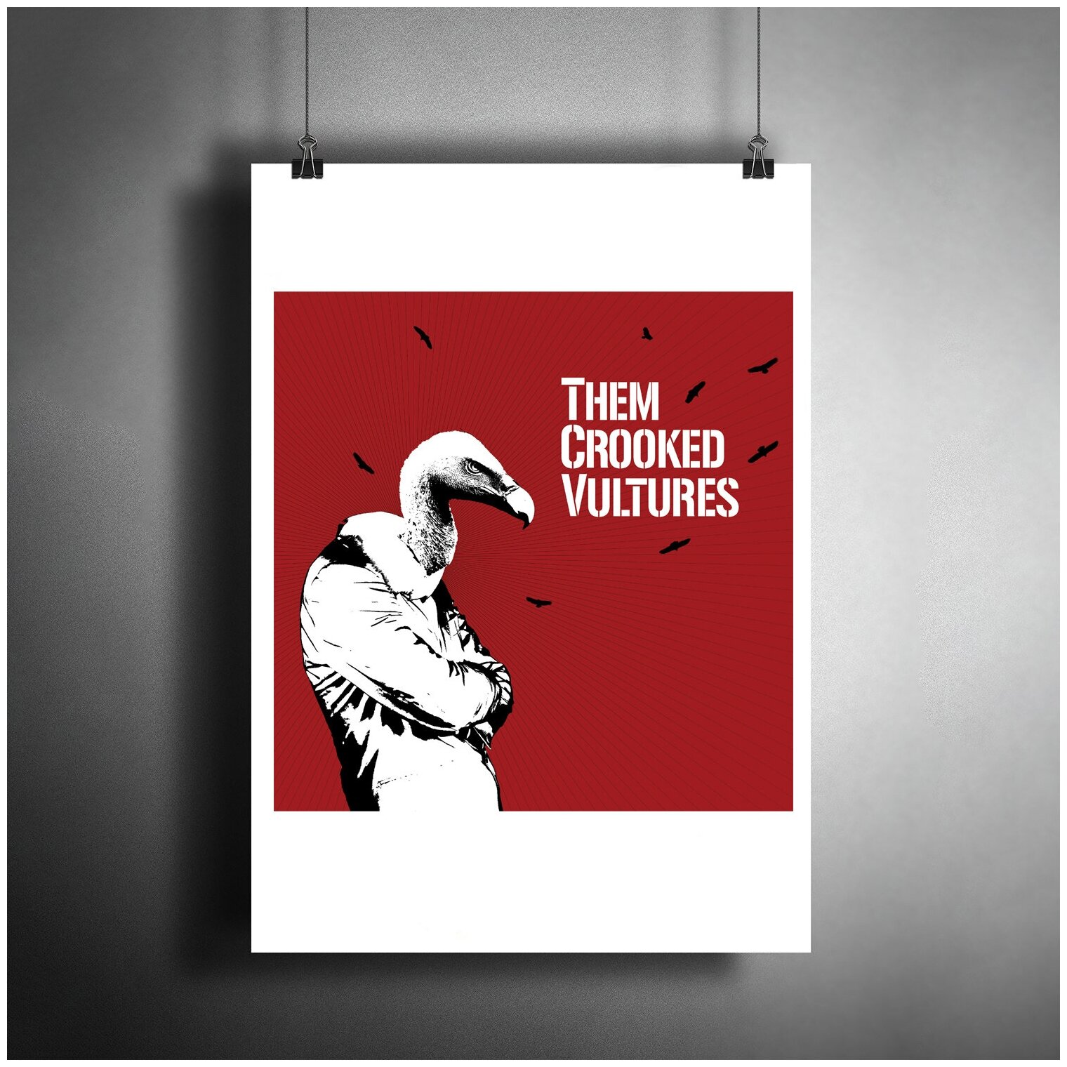 Постер плакат для интерьера "Музыка: Американская группа Them Crooked Vultures. Хард-рок"/ Декор дома, офиса, комнаты A3 (297 x 420 мм)