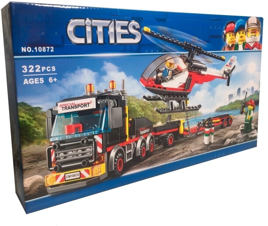 Конструктор Cities "Транспортировка вертолёта", 322 детали