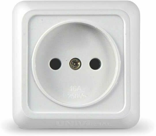Розет. 1-мест. UNIVersal «Олимп» О/П б/з белая 16А 220В (без зазем.)