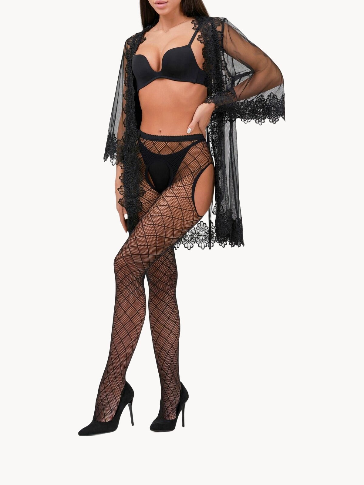 Колготки Opium Rombina Rete с доступом в сетку с рисунком «Ромб», черные