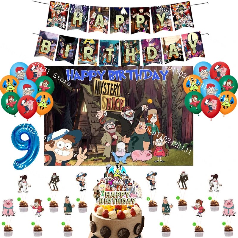 Happy Gravity Falls голубой воздушный шар 32 дюйма 1 set B9