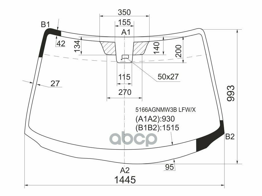Стекло лобовое (Датчик дождя) Mazda 3 06-09 XYG арт. 5166AGNMW3B LFW/X