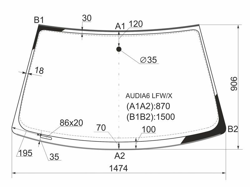 Стекло лобовое (Молдинг/ 4D SED) Audi A6 97-05 XYG арт. AUDIA6LFWX