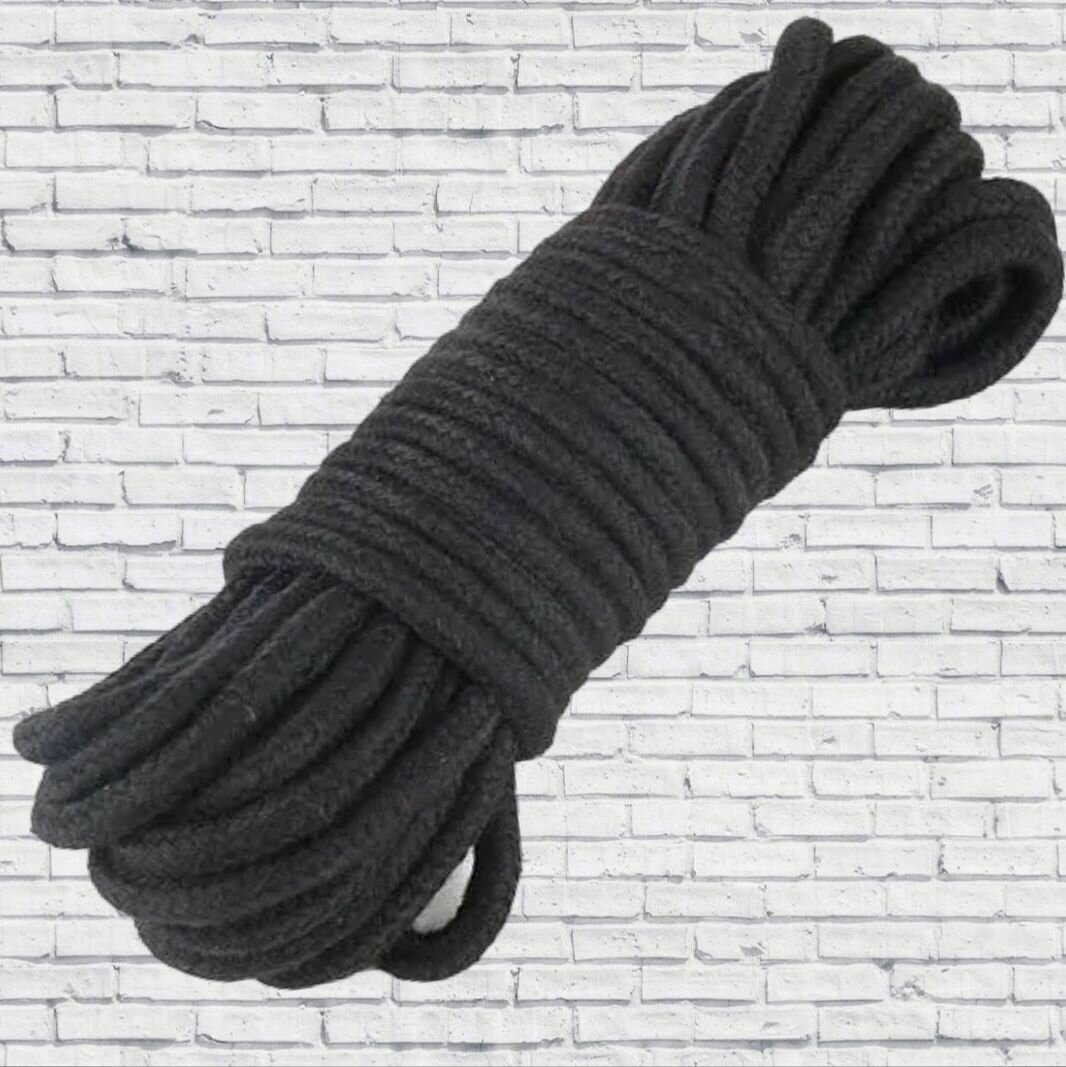 Веревка для связывания БДСМ, хлопковая для шибари 5 метров черная. Товары для бдсм, наручники и фиксаторы ног и рук. Бандаж для секса