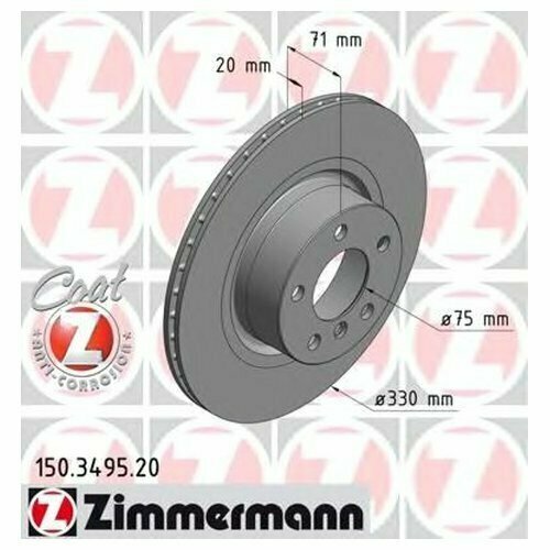 Тормозной диск задний Zimmermann 150349520 для BMW X3 F25, X4 F26