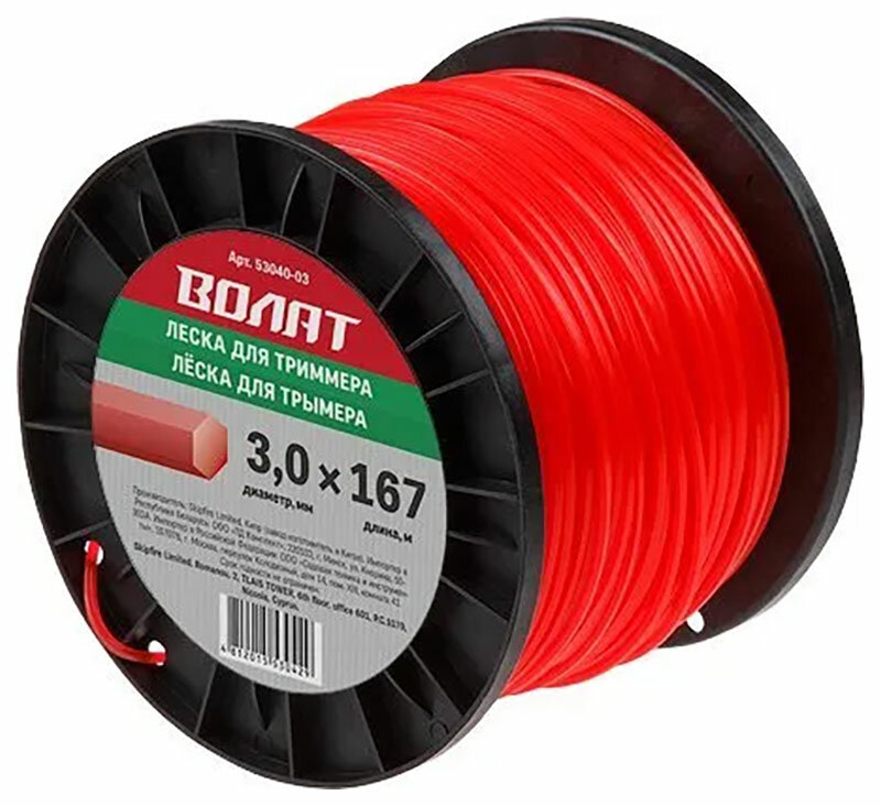 Леска Volat ф 3.0 мм х 167 м, шестигранное сечение (53040-03)