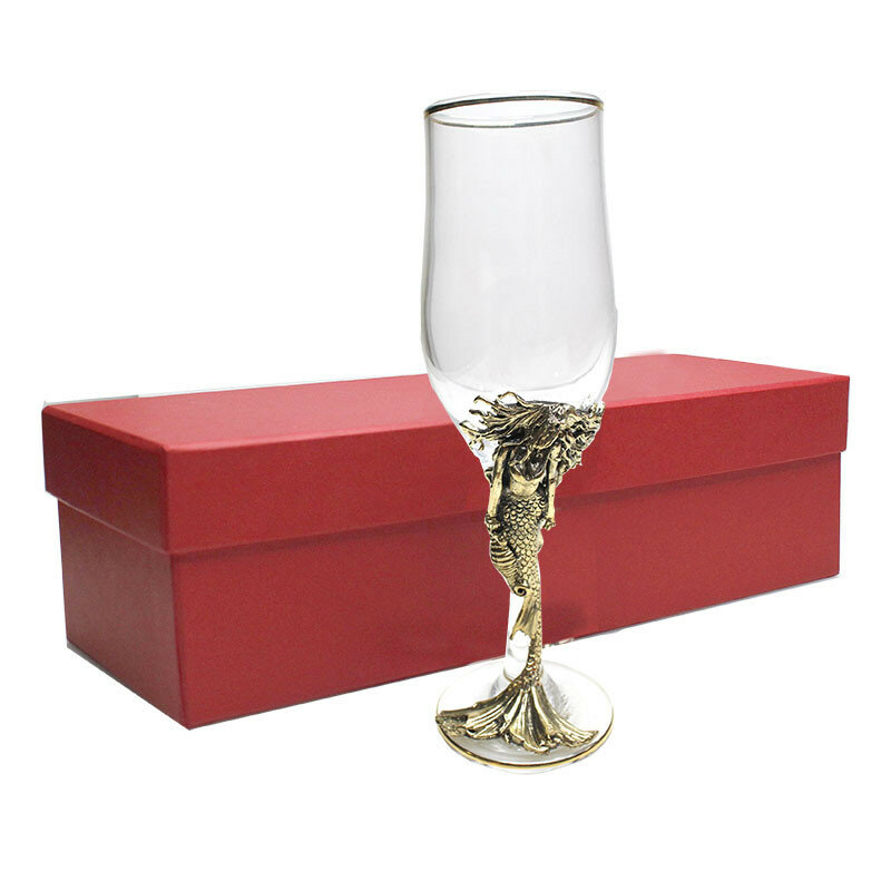 Бокал для шампанского "Русалка" из стекла и бронзы (180 мл)