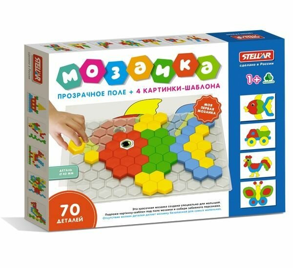 Развивающие игры для детей Мозаика с прозрачным полем 70 фишек Stellar 01078