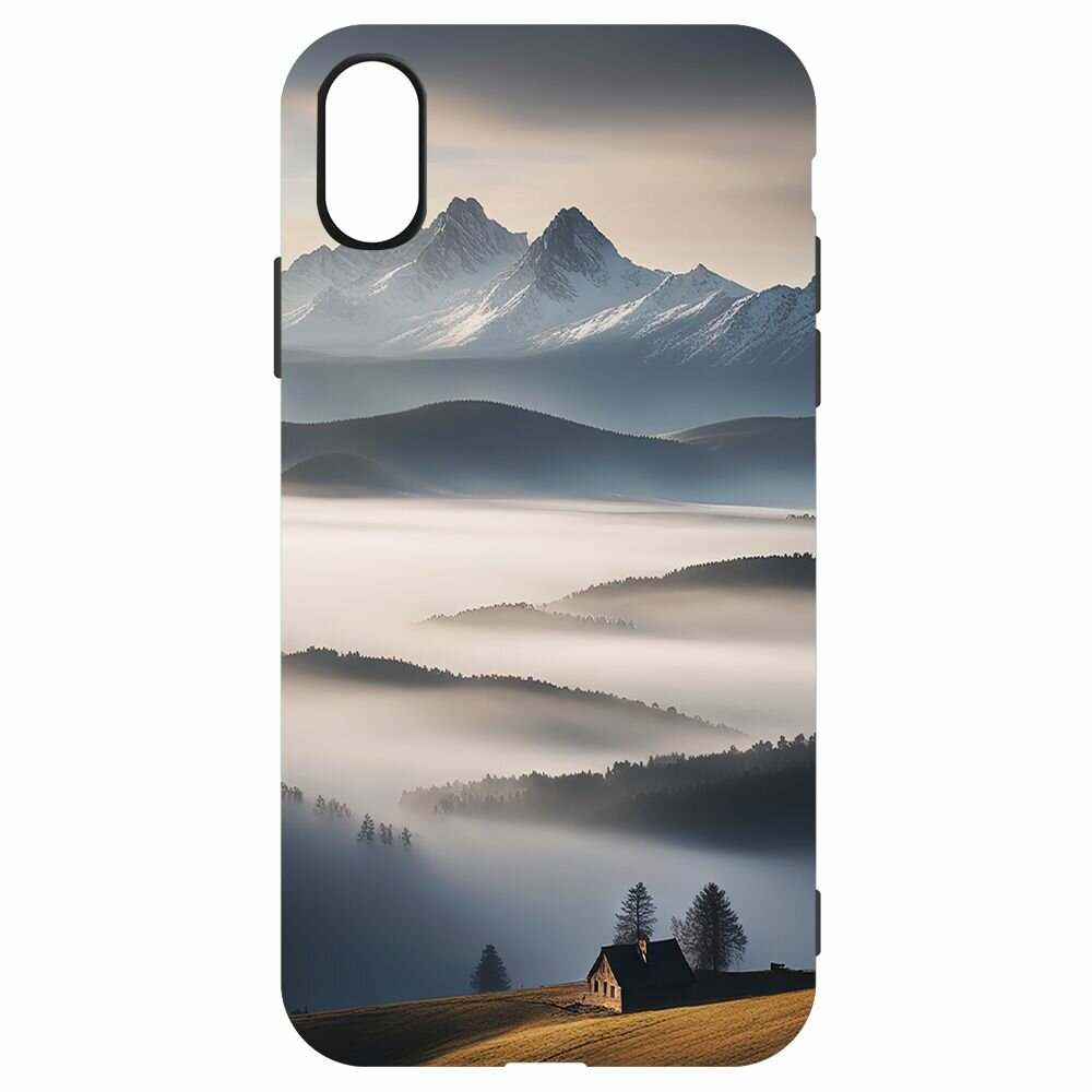 Чехол-накладка Krutoff Soft Case Туман для iPhone XR черный, с рисунком, силикон