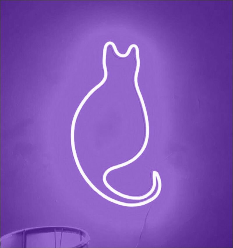 Неоновый светильник Elmarto Кот, 50х29 см, фиолетовый