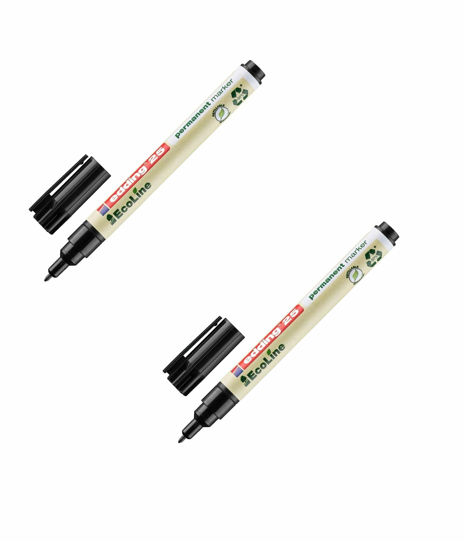 Edding Маркер перманентный 25/1 EcoLine черный, 1 мм, 2 уп