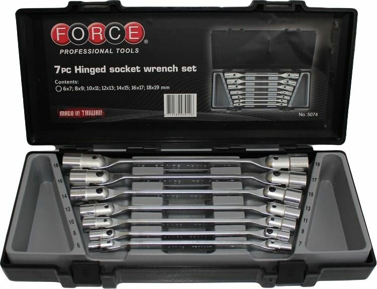 Набор торцевых шарнирных ключей 6-19 мм. 7 пр. Force 5074