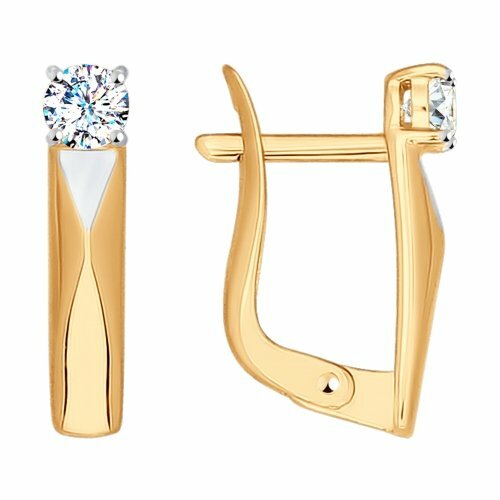 Серьги ЗлатаМира, красное золото, 585 проба, фианит