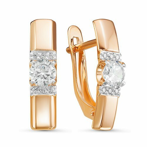 Серьги, красное золото, 585 проба, фианит