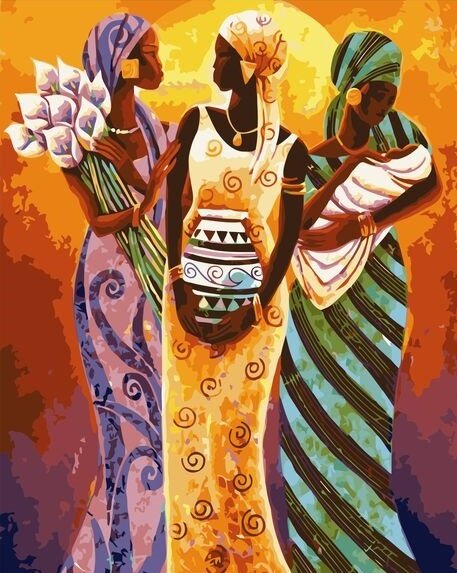 Картина по номерам "Африканки" 40х50 на холсте на подрамнике