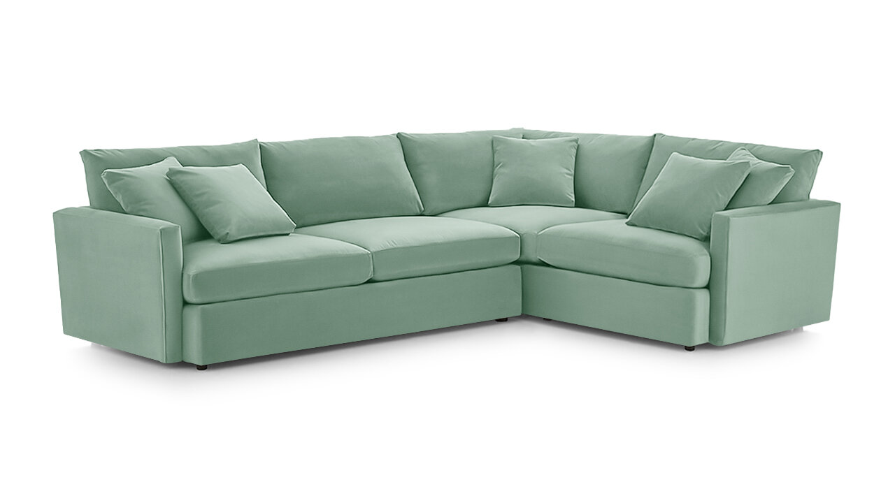 Угловой диван Стелф ЭКО Vivaldi 09 NEW 290x185x90 см, зеленый Велюр, еврокнижка GOODFORM