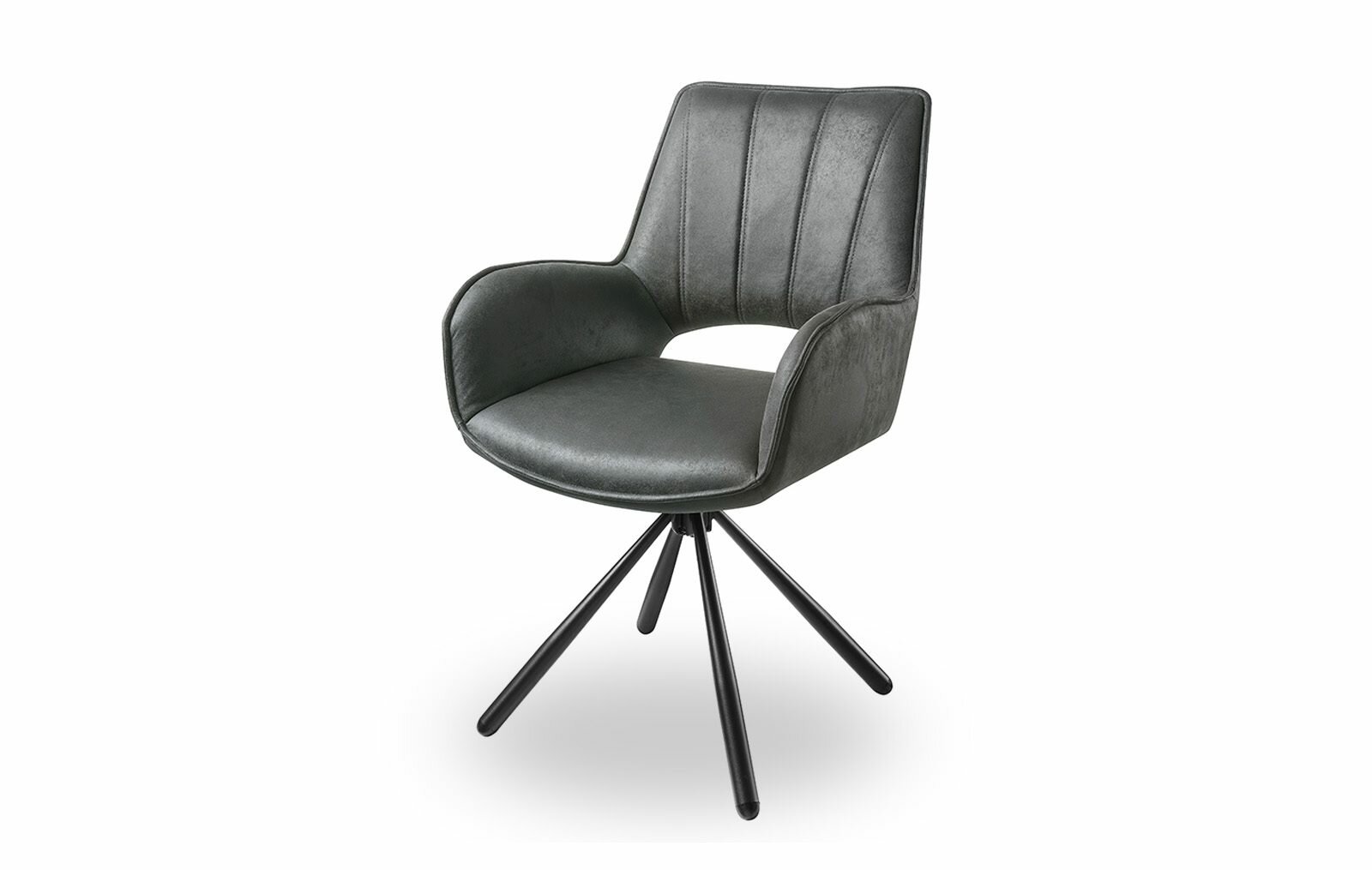 Стул BARI FSC2308 PK970-11 ESF серый, черный, экокожа, металл, мягкое сиденье, с подлокотниками