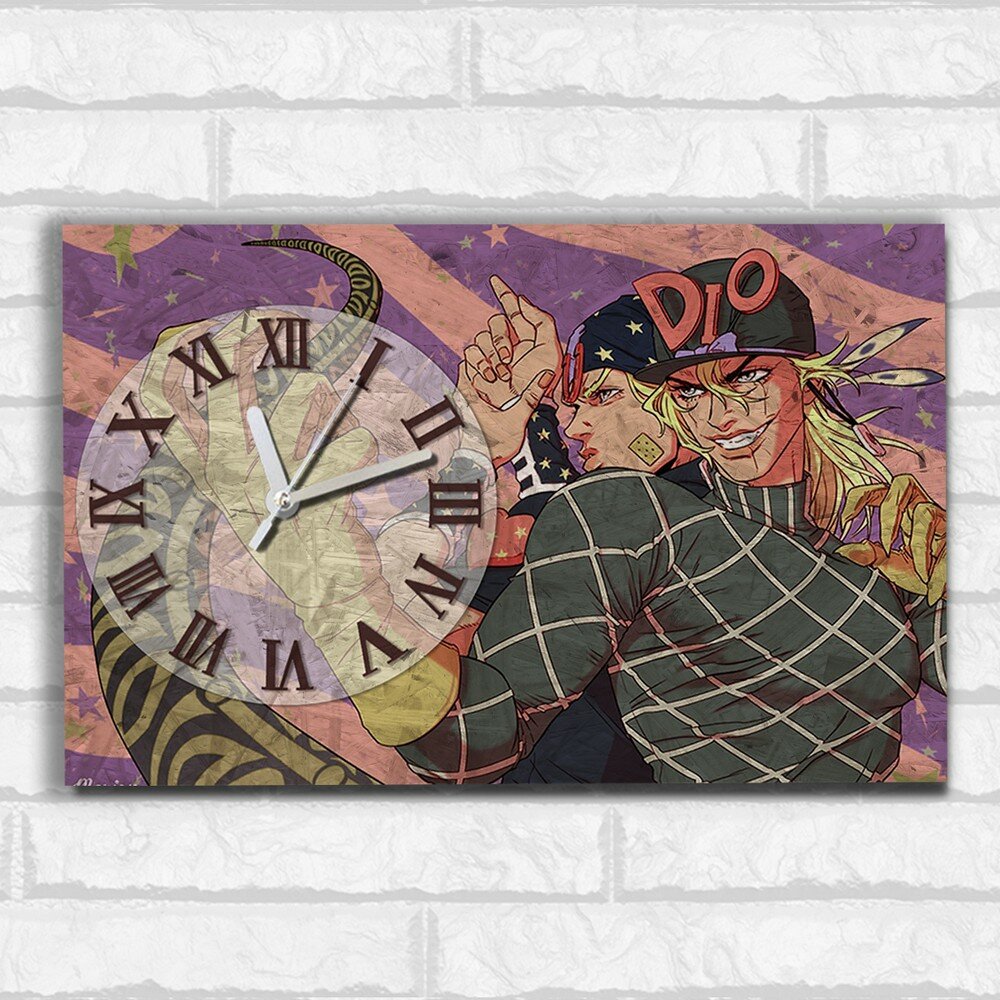 Настенные бесшумные часы ОСБ со смещенным циферблатом Аниме ДжоДжо (JoJo’s Bizarre Adventure, аниме, fantasy, Невероятные приключения ДжоДжо, супергерои, Дио Брандо) - 2540