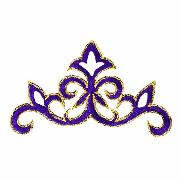 Вышитая аппликация "Орнамент" для танцевальных костюмов, национальной одежды, обуви и головных уборов, упак.2 шт, размер: 5,5*9.5 см, цвет: фиолетовая