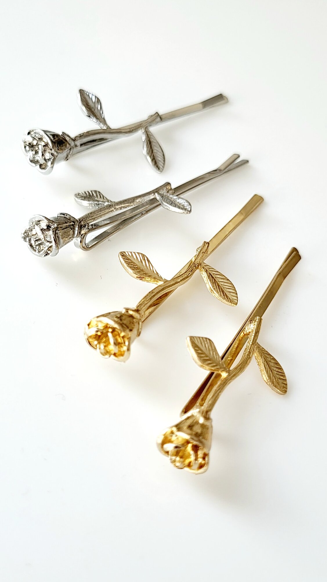 Винтажные женские заколки-невидимки для волос с розами от бренда VERBA, набор - 4 аксессуара