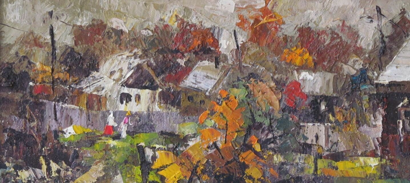 Картина "Осень в Палашкино", 24х50см, холст; масло, авторская работа; ;