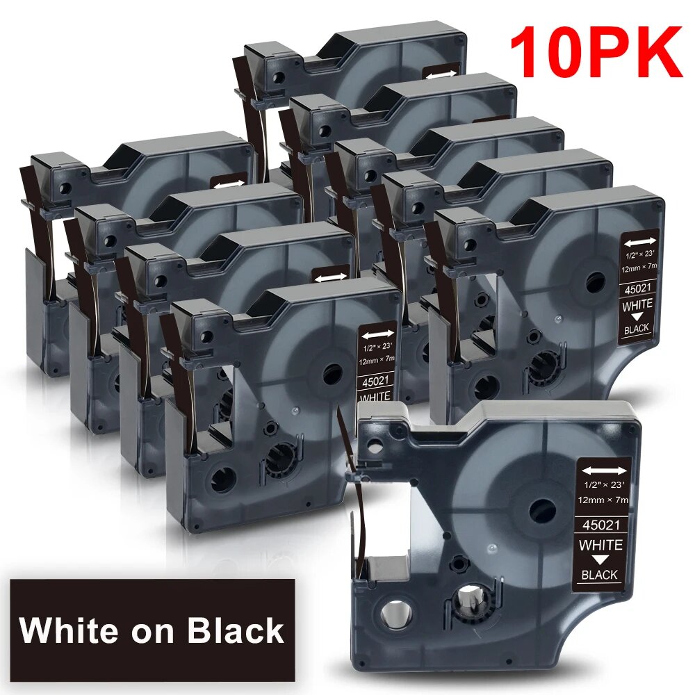 Ленты для принтера этикеток Labelwell 12 мм, 10PK, черные на белом