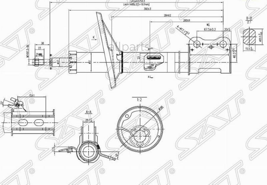 SAT ST-48510-49167 Стойка передняя Lexus RX 97-03 / Toyota Harrier (XU10) 97-03