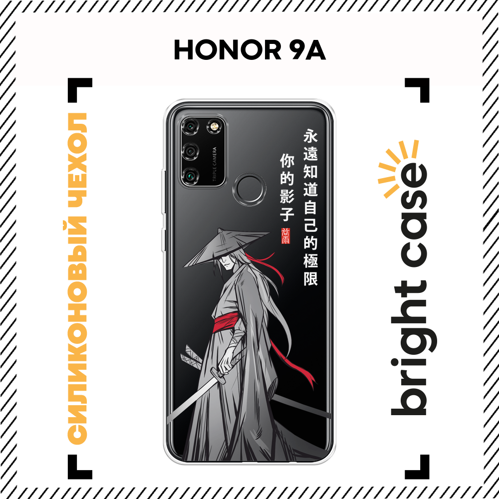 Чехол на Honor 9A / Хонор 9А с принтом Самурай в стиле аниме, прозрачный