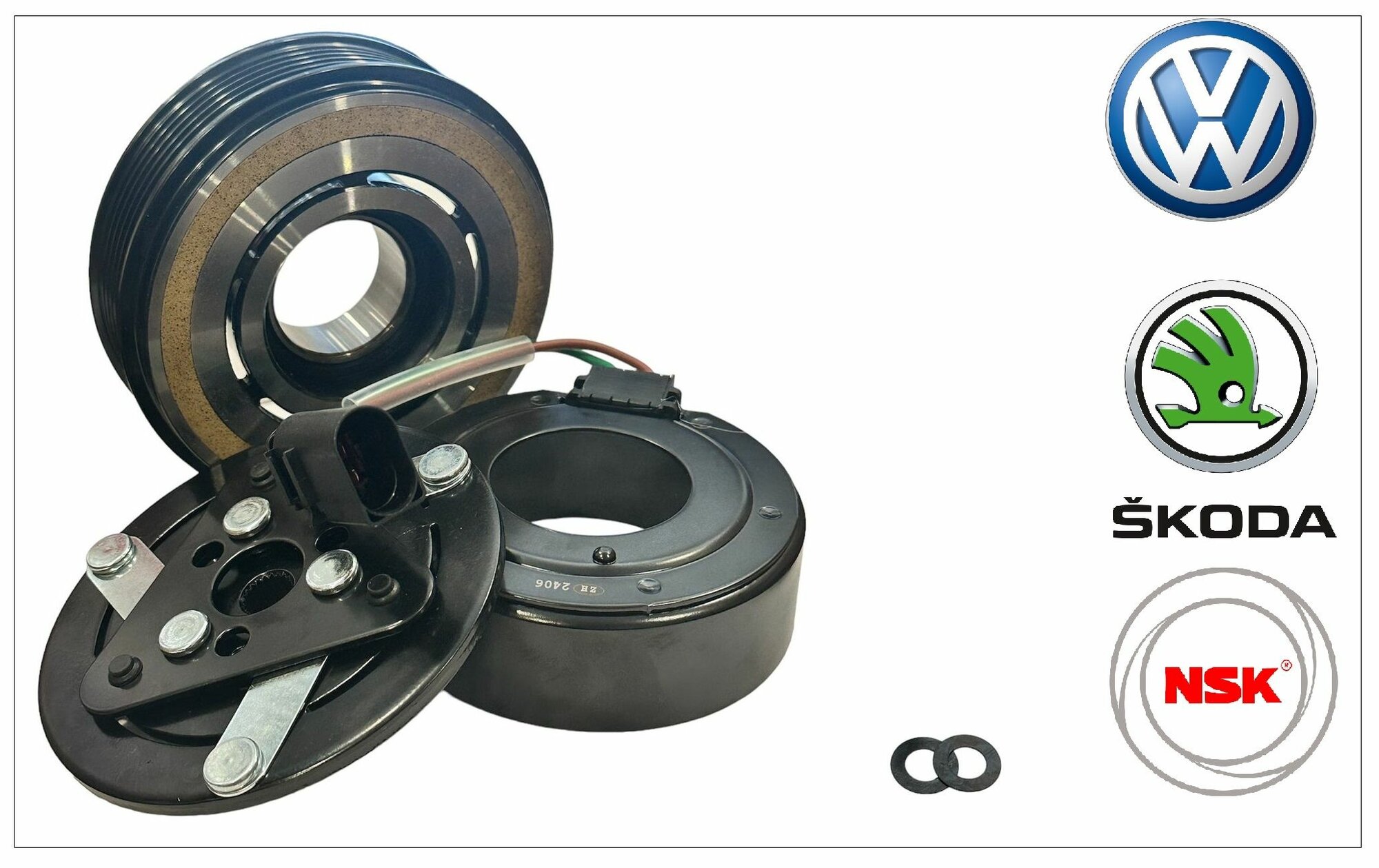 Муфта компрессора кондиционера на оригинальном японском подшипнике NSK Volkswagen Polo Skoda Fabia Rapid