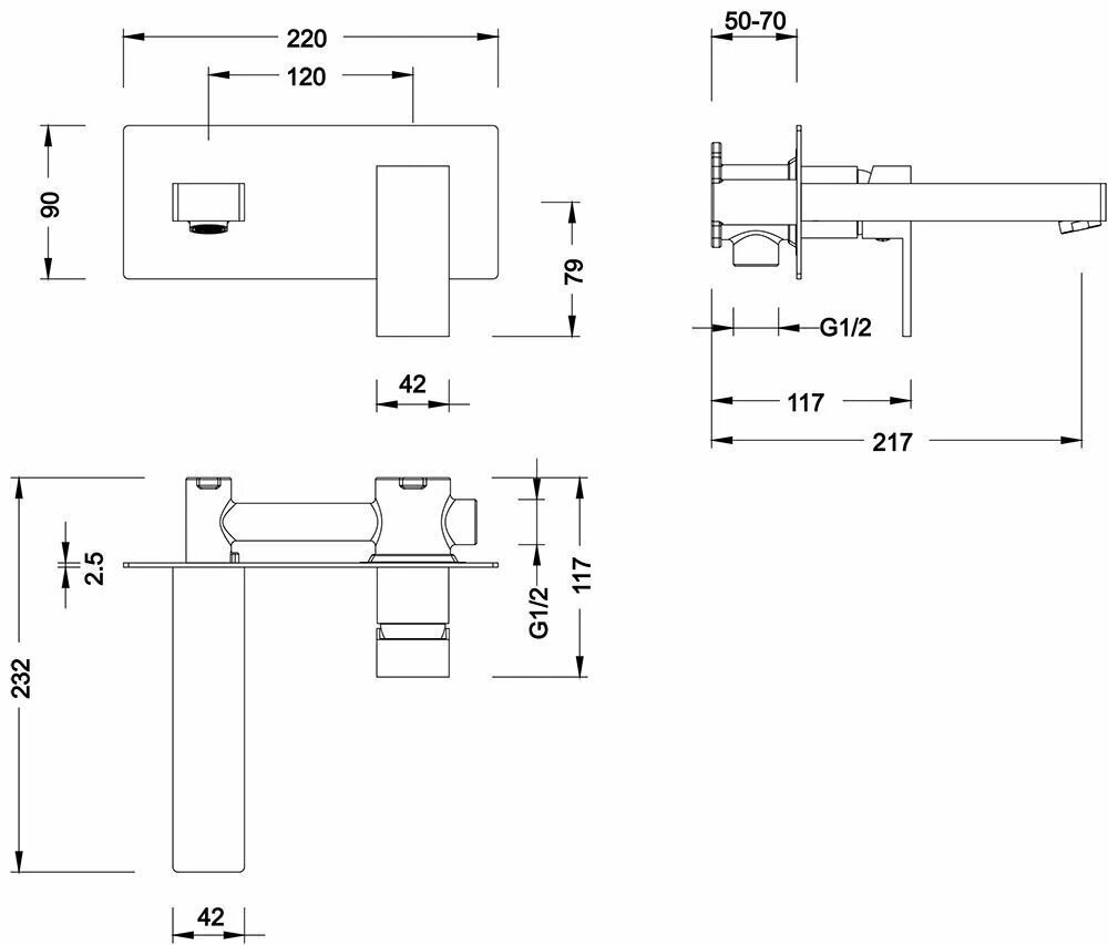 Смеситель для раковины встраиваемый Timo Selene 2071/00SM