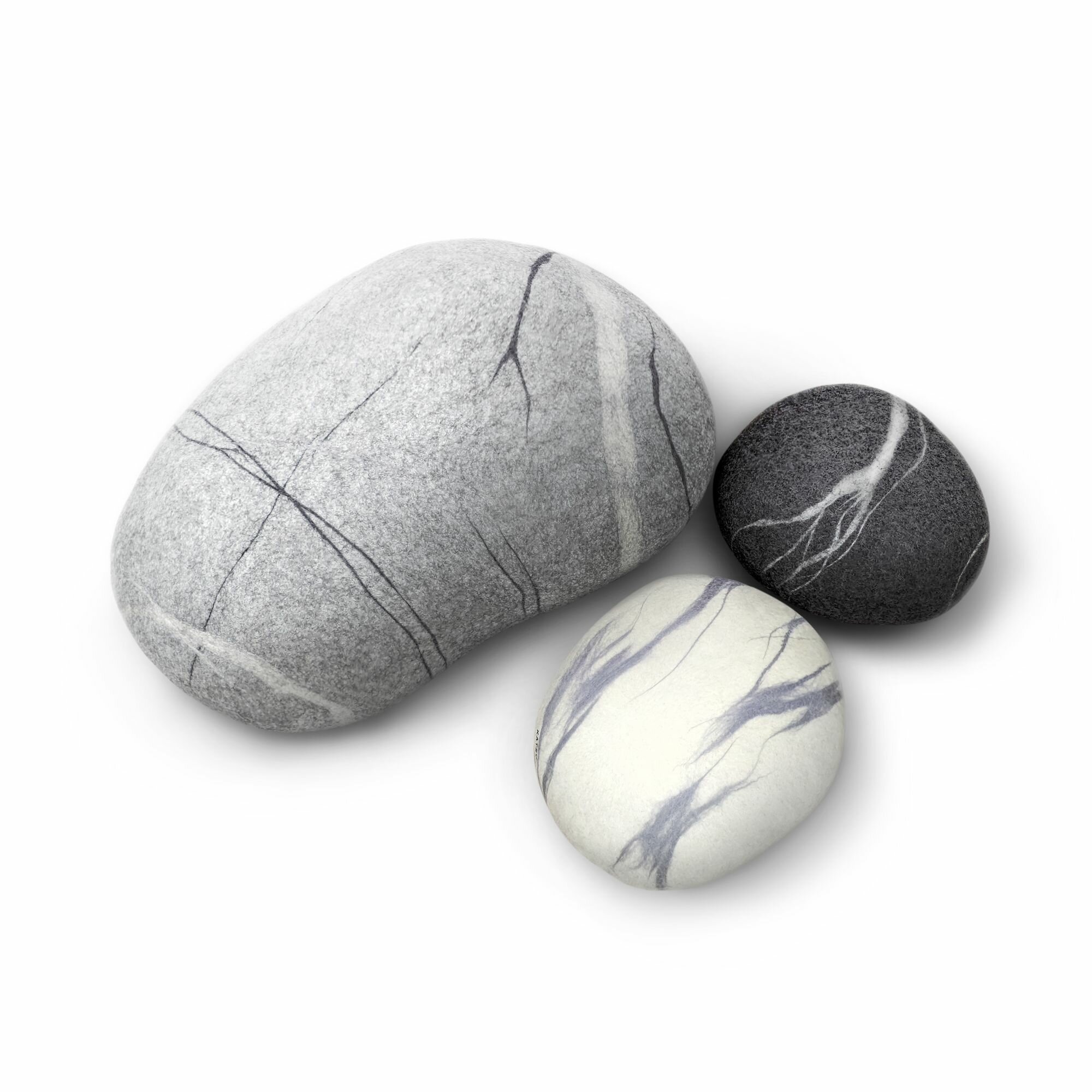 Набор валяных пуфов-камней KATSU, SunSet, 100% шерсть, для дома и офиса
