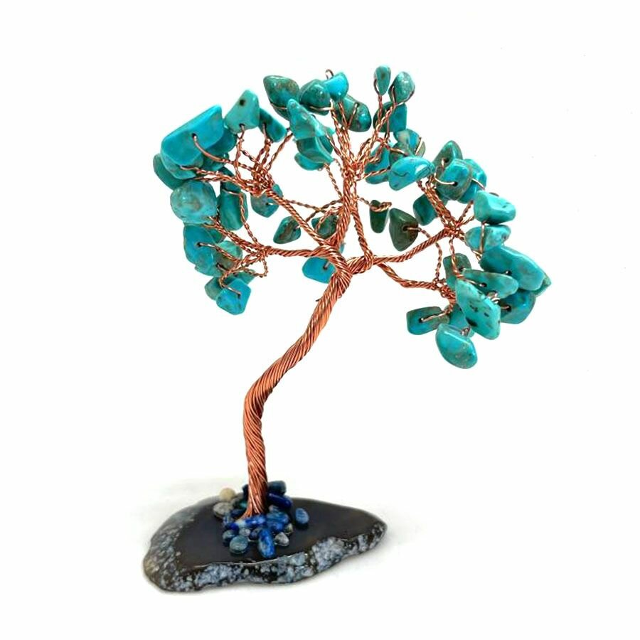 Денежное дерево счастья Сувенир Mix из натуральных камней бирюзы Sr-tree-08
