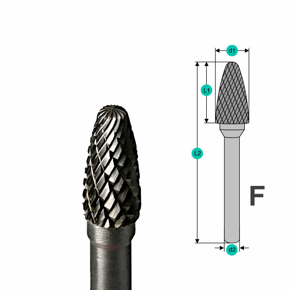 Борфреза TORGWIN F0818M06, твердосплавная, для металла, рабочая высота 18 мм