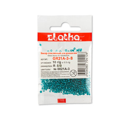 Бисер "Zlatka" GR 08/0 (0101-0121A) 10 шт 10 г №0108 т. синий