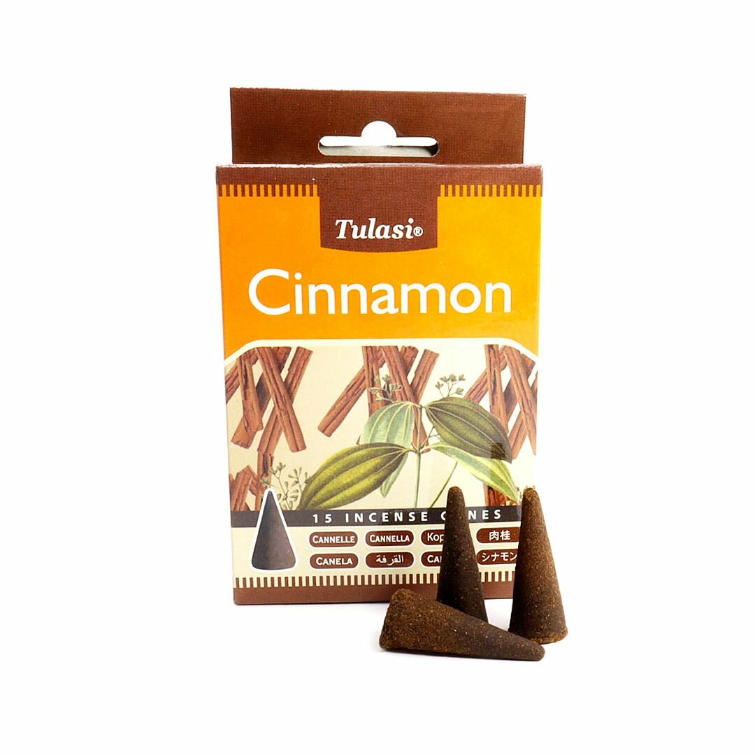 Индийские благовония конусы Саратхи Корица (Sarathi Cinnamon Cones) натуральные ароматические благовония конус для дома, йоги, медитации, релакса, очистки воздуха и ароматерапии 15 шт