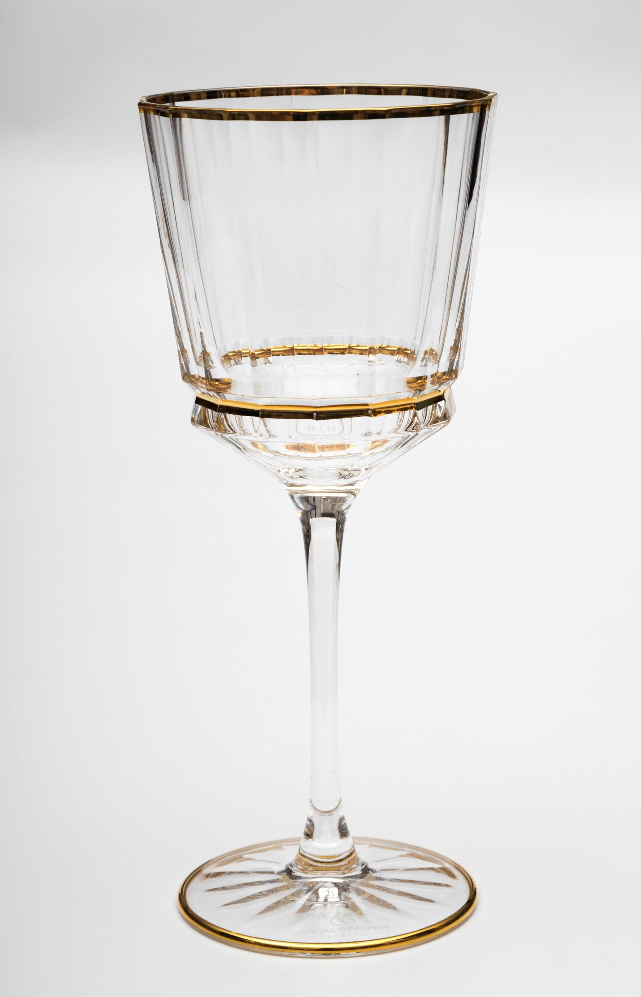 Набор бокалов Cre Art MACASSAR LIGHT GOBLET для вина 6шт, хрусталь, золото 24К