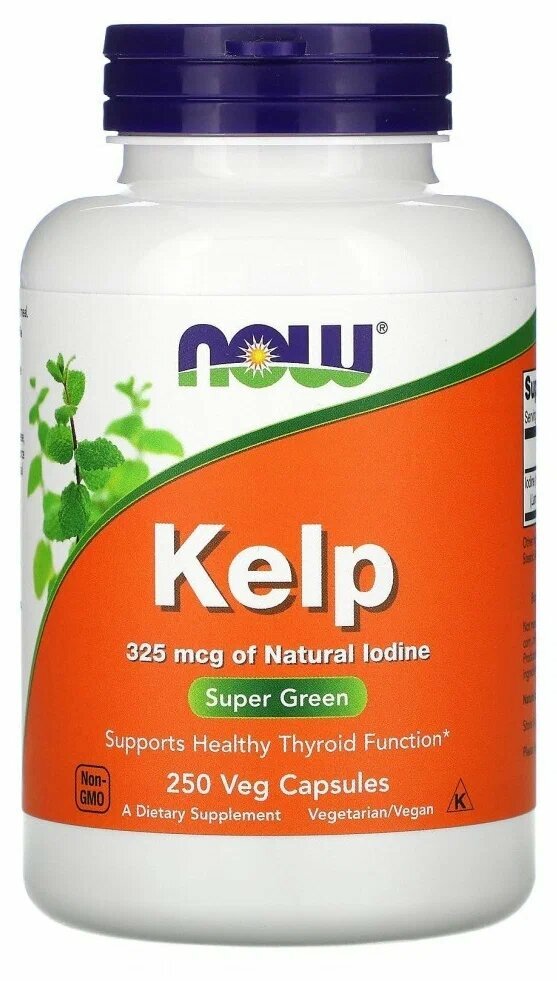NOW Kelp, 160 г, 250 шт. Для восполнения йода в организме