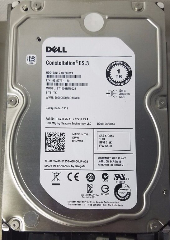 Жесткий диск Seagate 1TB Constellation ES.3 SAS 128Mb 7.2k LFF 3.5 ST1000NM0023