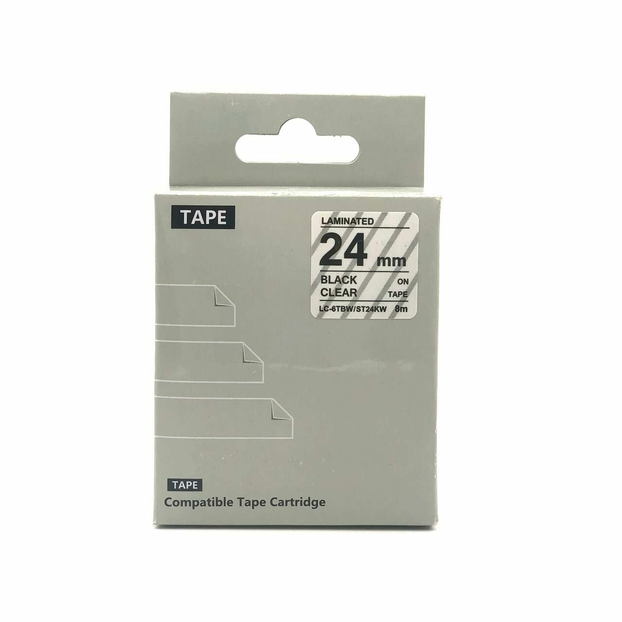 Картридж ленточный для принтеров Epson серии LW. Черный текст на прозрачной ленте ширина 24 мм / Кассета с лентой / Лента для принтера Epson / AS24KW(LA-6WBN)