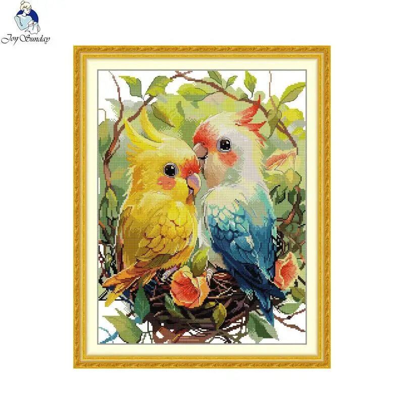 Набор для вышивки крестиком Joy Sunday, пара попугаев из материала, ручная работа, DMC 11CT 14CT 16CT, украшение для рукоделия, подарки