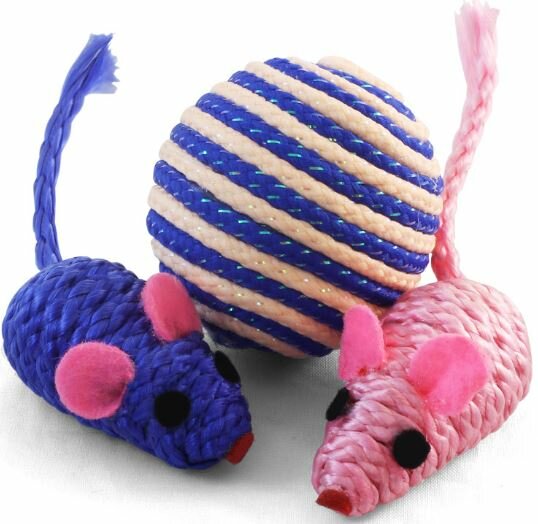 Triol Набор игрушек XW7007 для кошек (мяч, 2 мыши), d4,5см; 5см