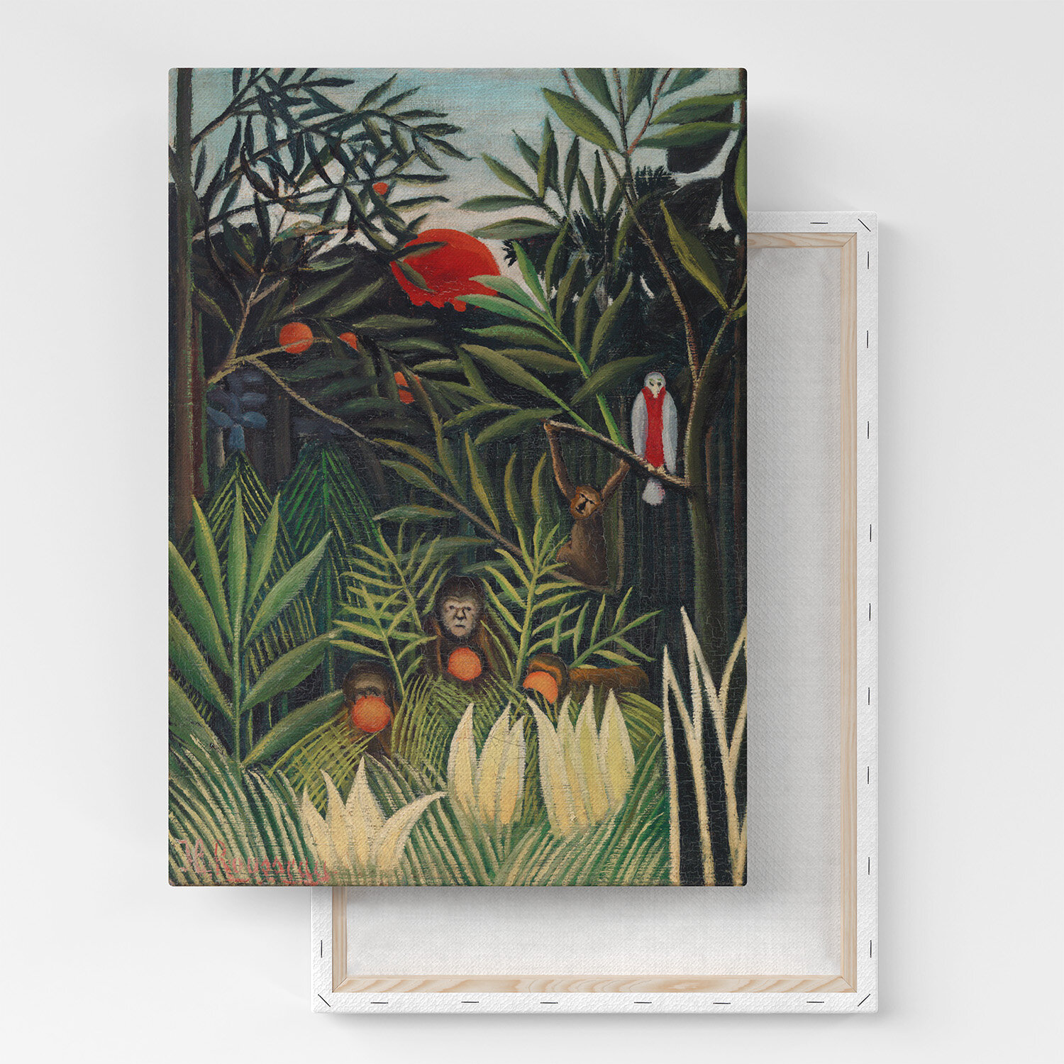 Картина на холсте, репродукция / Анри Руссо - Monkeys and Parrot in the Virgin Forest / Размер 30 x 40 см