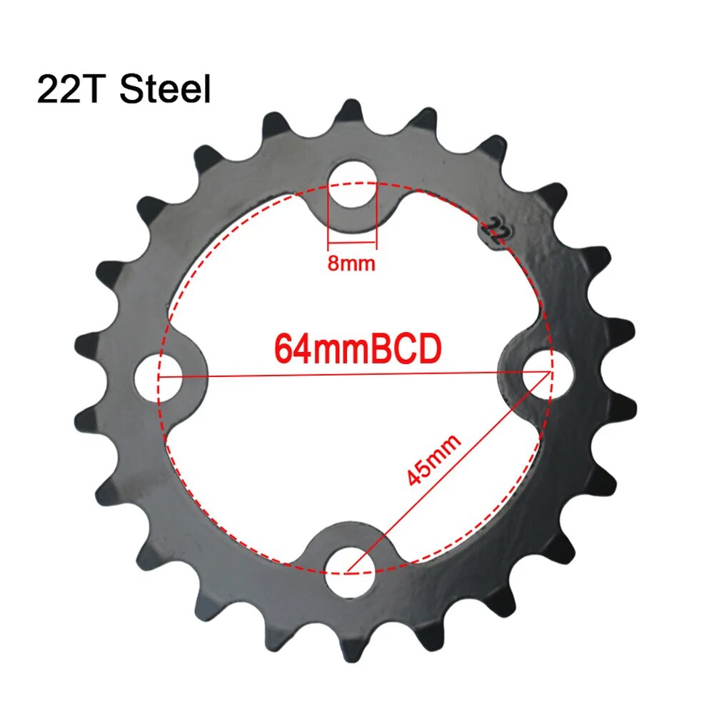 Цепь для велосипеда Shimano SRAM 104BCD 64BCD 22T/24T/26T/28T/32T/36T/38T/42T/44T Серый, 22T steel