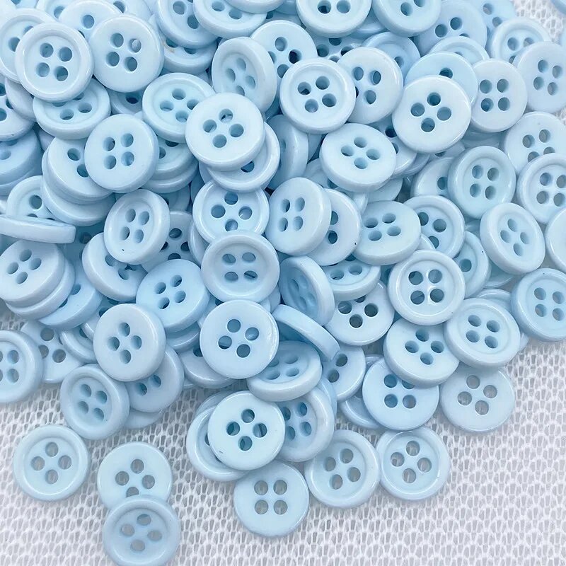 Пуговицы голубые из смолы, 9 мм, 50 шт.
