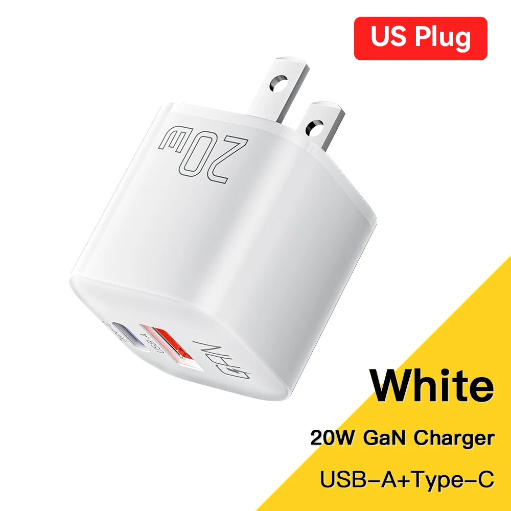 Зарядное устройство Essager 20 Вт GaN PD USB C для iPhone 14 13 12 11 Pro Max mini SE US White 01