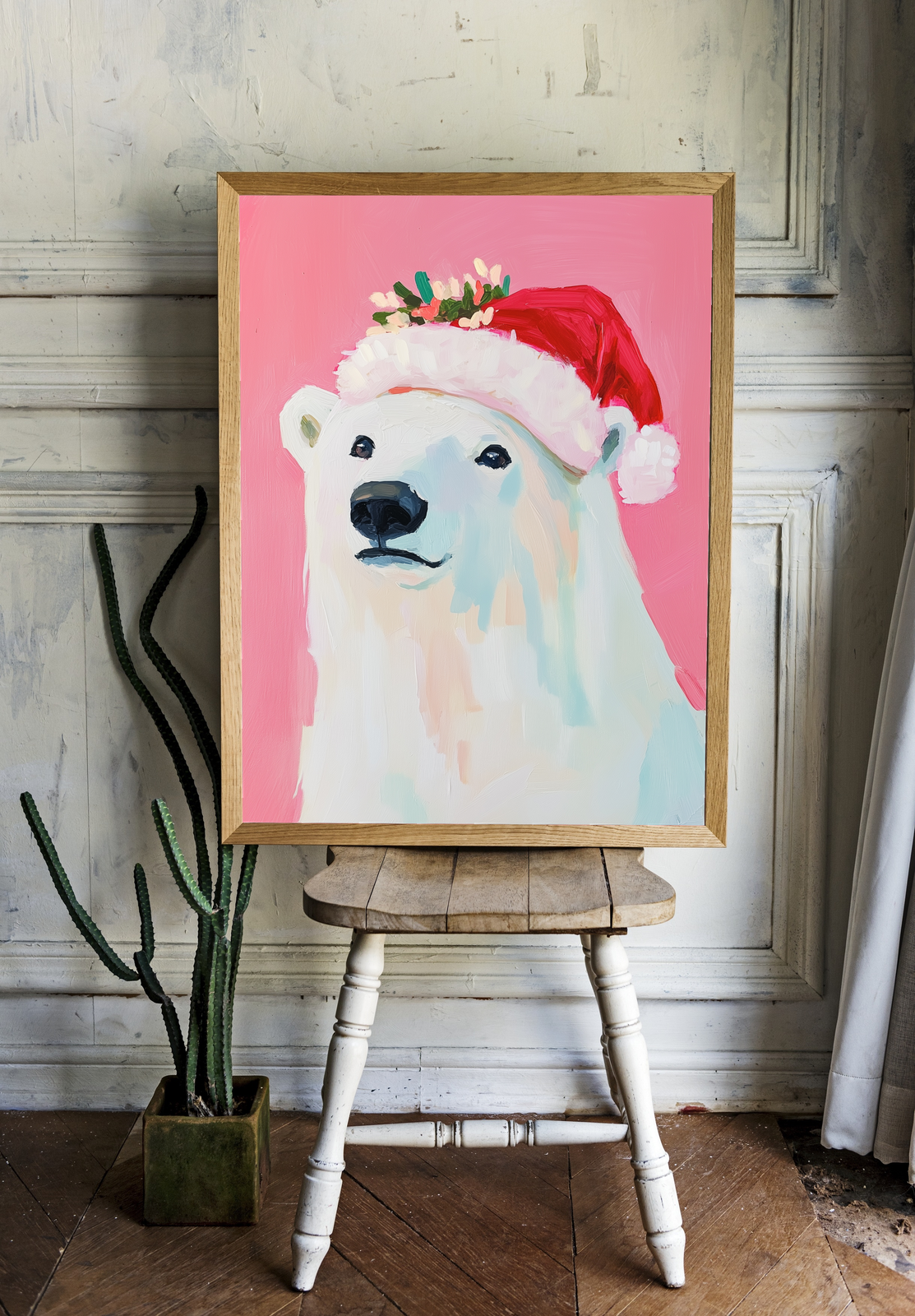 Постер "Белый медведь в шапке" 50x70 см в подарочном тубусе