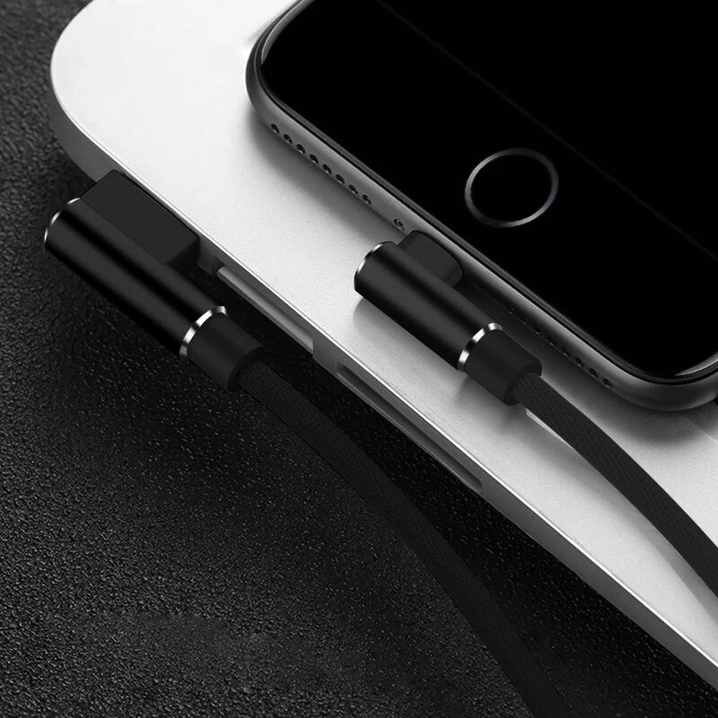 USB-кабель для iPhone 11 12 13 Pro X XR XS Max 6 s 7 8 Plus SE Подсветка iPad Прямоугольный адаптер Зарядное устройство для передачи данных Провод длиной 1 м 2 м 3 м 2 м, черный