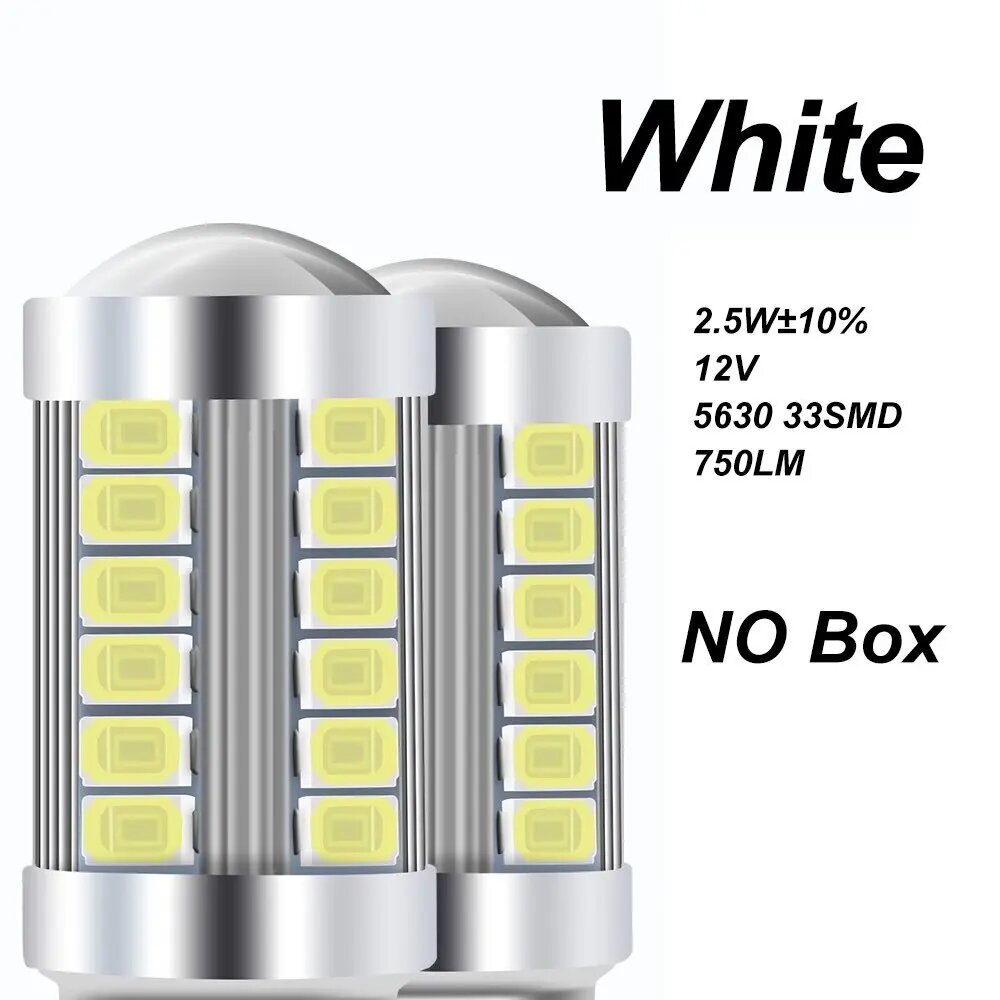 2 шт. Белые LED 1156 BA15S 12V 2.5W 5630 33SMD