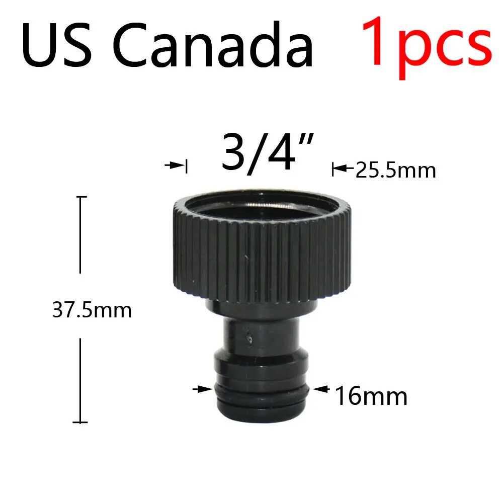 Соединитель шланга 3/4" черный US Canada